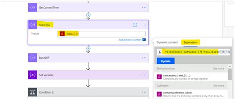 calculate time difference between two datetime in power automate