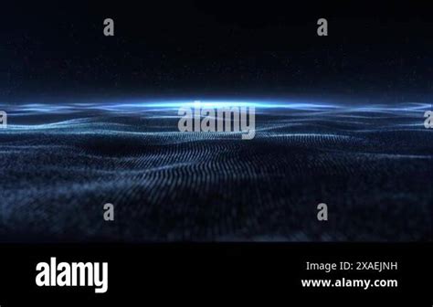 Digital Particle Waves Emit Light And Flow Of Data Points Big Data
