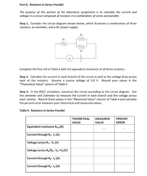 Solved Part D Resistors In Series Parallel The Purpose Of Chegg