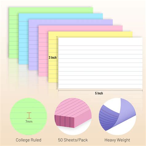 300 Count Colored Index Cards 3 X 5 Inch Ruled Index