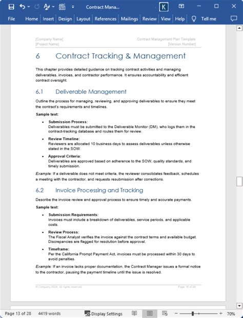 Contract Management Plan Template Ms Office Templates With Ai Prompts