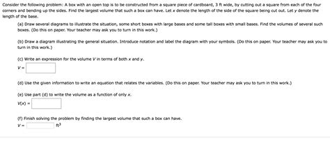Solved Consider The Following Problem A Box With An Open Chegg Com