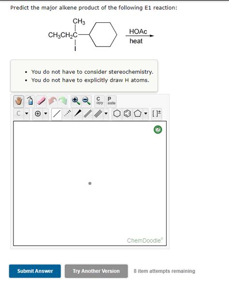 Solved Predict the major alkene product of the following El | Chegg.com