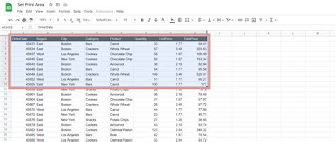Set The Print Area In Google Sheets Simple Examples