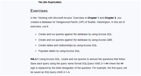 Solved Exercises In The Working With Microsoft Access Chegg