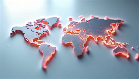 Stylized World Map With Glowing Red Connections Represents Global Communication Worldwide