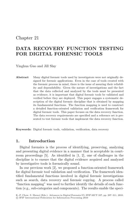 Pdf Data Recovery Function Testing For Digital Forensic Tools