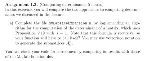 Solved Assignment 13 Computing Determinants 5 Marks In