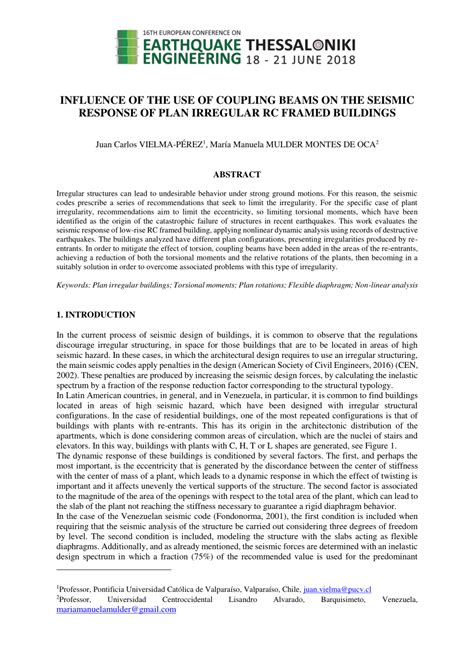 Pdf Influence Of The Use Of Coupling Beams On The Seismic Response Of