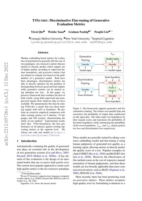 T5score Discriminative Fine Tuning Of Generative Evaluation Metrics Deepai