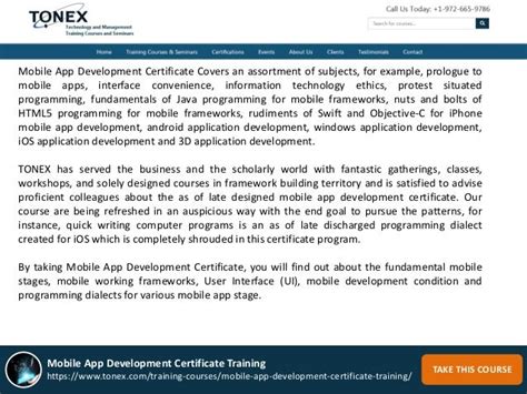 mobile app development certificate training