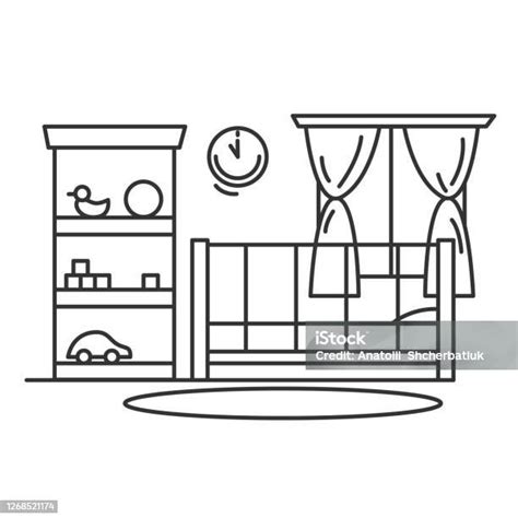 보육 아이콘입니다 편안한 어린이 방 인테리어 간단한 벡터 일러스트 놀이 방에 대한 스톡 벡터 아트 및 기타 이미지 놀이 방 아이콘 가구 Istock