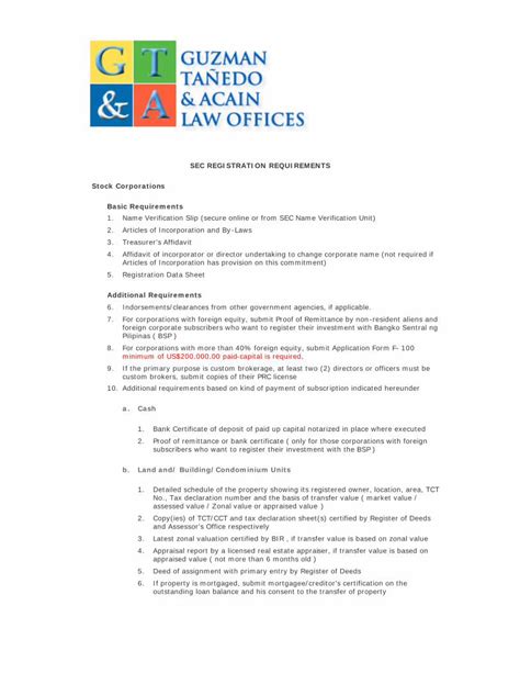 Pdf Sec Registration Requirements Philippine