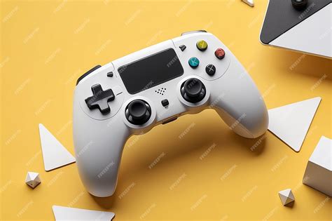 Premium Photo White Standard Game Controller Joystick Gamepad On A