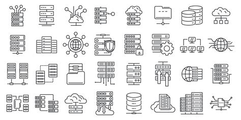 Data Center Icons Set Outline Style 8883065 Vector Art At Vecteezy