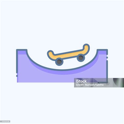 아이콘 램프 스케이팅 기호와 관련이 있습니다 낙서 스타일 심플한 디자인 일러스트레이션 경사로에 대한 스톡 벡터 아트 및 기타