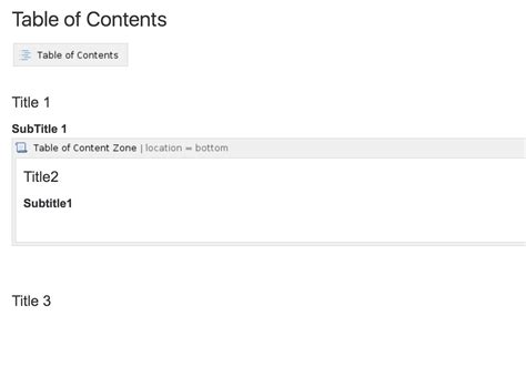 solved purpose of the table of content zone macro