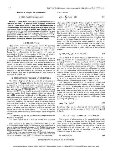 analysis of a digital bit synchronizer pdf modulation