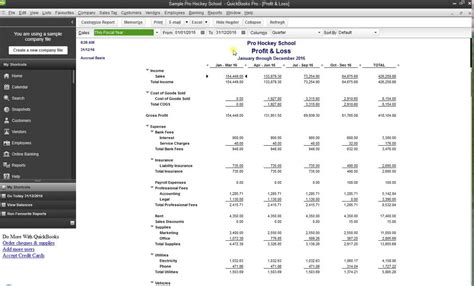 Quickbooks Profit And Loss Statement Template