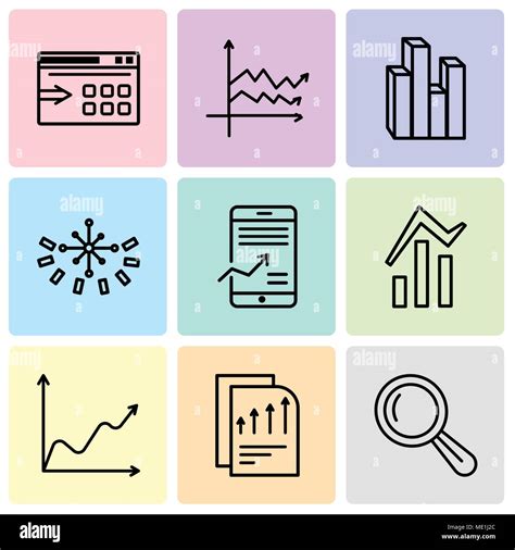 set of 9 simple editable icons such as magnifier tool bars chart page