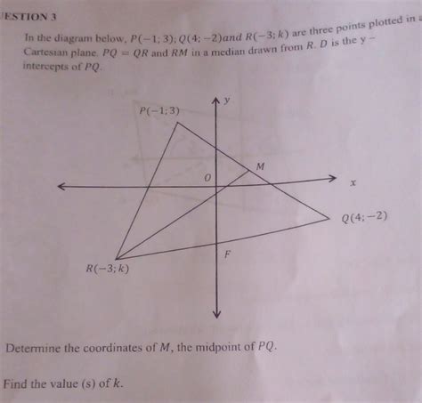 Solved Jestion 3 Cartesian Plane Pqqr And Rm In A Median Drawn From