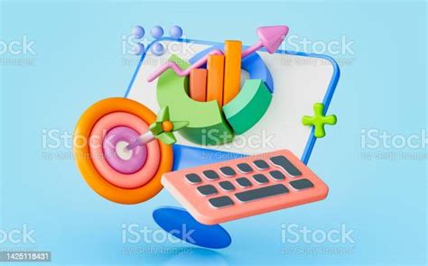 Bullseye 화살표 3d 렌더링 비즈니스 이익도가있는 데스크톱 차트 업 디지털 생성 이미지에 대한 스톡 사진 및 기타 이미지 디지털 생성 이미지 3차원 형태 개발