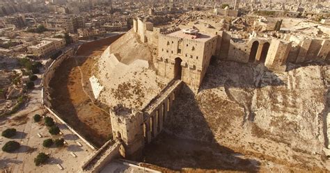 Aerial View Of The Acient Citadel Located In The Old City Of Aleppo