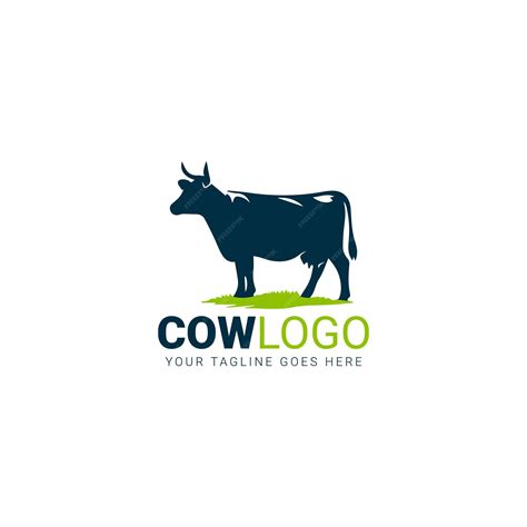 La Silhouette Moderne Dune Vache Sur Le Logo De Lherbe Verte