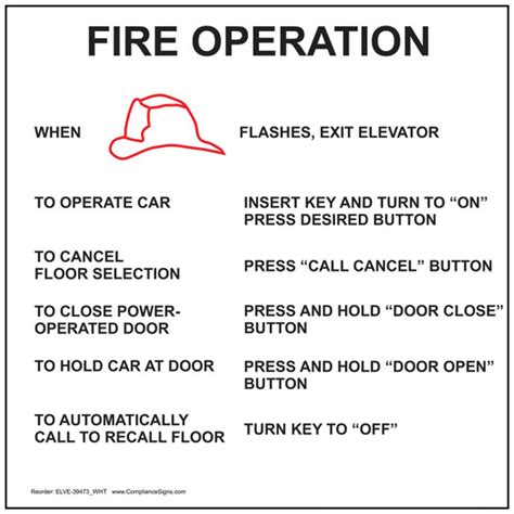 Elevator Sign Fire Operation When Flashes Exit Elevator White