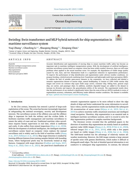 Pdf Swinseg Swin Transformer And Mlp Hybrid Network For Ship