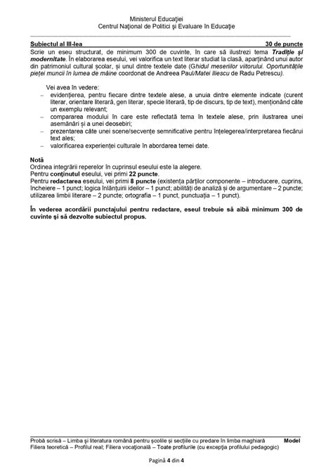 Modele De Subiecte Bac 2025 La Limba Română Pentru Minoritatea Maghiară