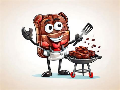 Bistecs A La Parrilla Personaje De Dibujos Animados Aislado Sobre Fondo