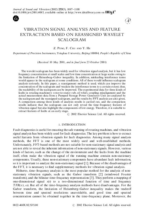pdf vibration signal analysis and feature extraction based on