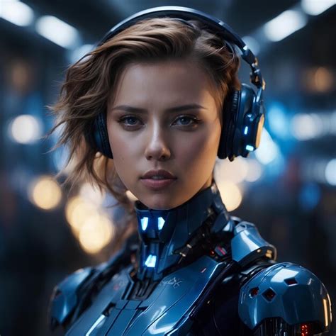 Premium Photo Scarlett Johansson Robotics Macbook Wired Artificial