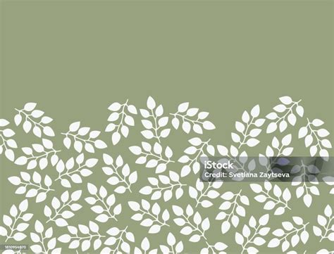 흰 잎이 있는 회색녹색 배경입니다 꽃 무늬가 있는 배경입니다 나뭇잎의 실루엣입니다 직물 벽지에 대 한 벡터 일러스트 레이 션 0명에 대한 스톡 벡터 아트 및 기타 이미지