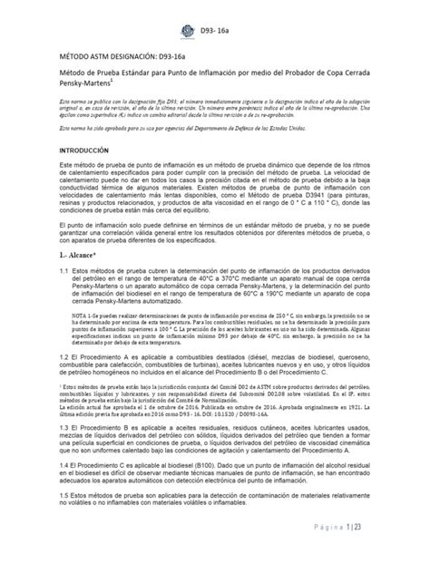 Astm D93 16a Pdf Biodiésel Solvente