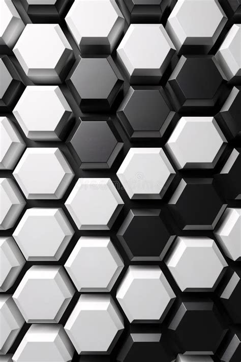 Dramatic High Contrast Hexagon Pattern Monochrome 3d Geometric Honeycomb Structure Graphic