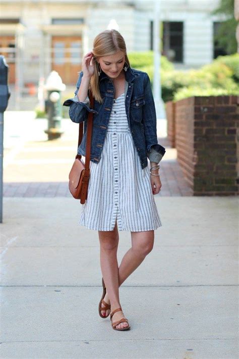 Striped Dress And A Denim Jacket Life With Emily Denim Jacket With