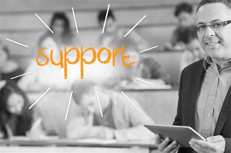 Premium Photo The Word Support Against Lecturer Standing In Front Of