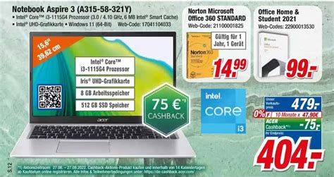 Notebook Aspire 3 A315 58 321y Norton Microsoft Office 360 Standard Angebot Bei Expert Klein