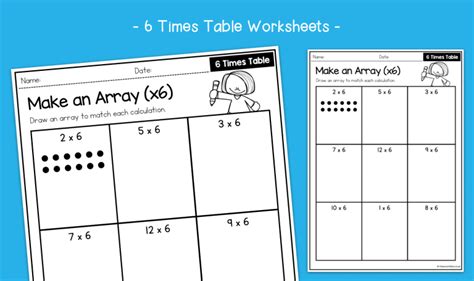 Make An Array 6 Times Table Activity Worksheets Ks2 Multiplication