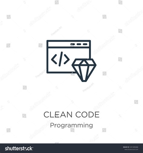 Clean Code Icon Thin Linear Clean Stock Vector Royalty Free 1691085868 Shutterstock