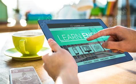 3d Composite Rendering Of A Vector Elearning Interface Displayed On A Screen Photo Background