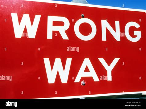 Wrong Way Sign Highway Street Road Traffic Control Safety Direction Law Legal Danger Warn Alert