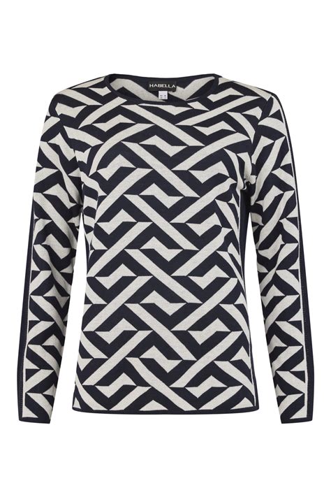 Habella 54109 Navy/White Knit Top - Gertrude Fashions