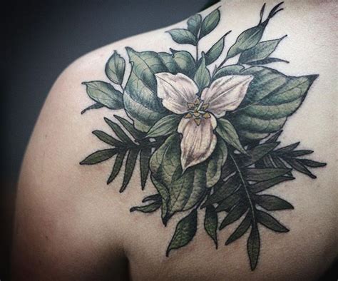 White Trillium Tattoo Black And Grey English Rose Prairie