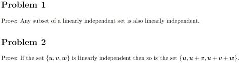 Solved Problem Prove Any Subset Of A Linearly Independent Chegg