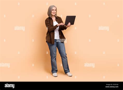 Full Size Body Cadre Of Confident Programmer Old Woman Coding Devops