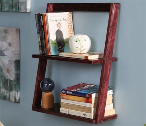 Buy Wooden Floating Wall Shelf Cum Display Unit Mahogany Finish At 32 OFF Online Wooden Street