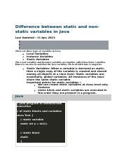 Understanding Static vs Non-Static Variables in Java | Course Hero